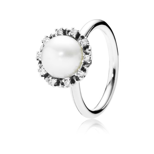 Pandora Pierścionek ze srebra, biała słodkowodna perła hodowlana, cyrkonia sześcienna bialy w Domodi