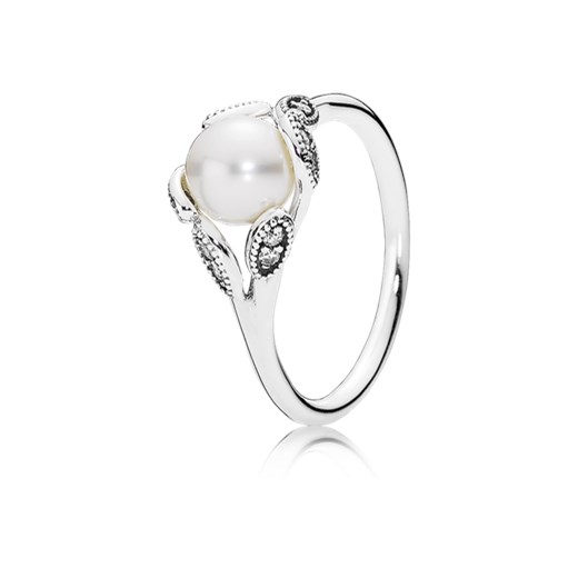 Pandora Pierścionek ze srebra, biała słodkowodna perła hodowlana, cyrkonia sześcienna bialy w Domodi