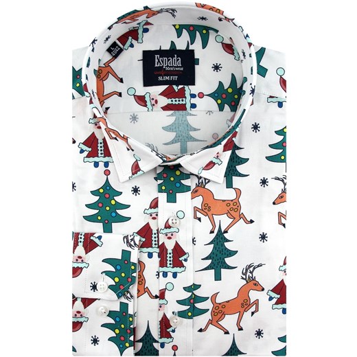 Koszula Męska na Święta Bożego Narodzenia biała z Motywem Świątecznym ...