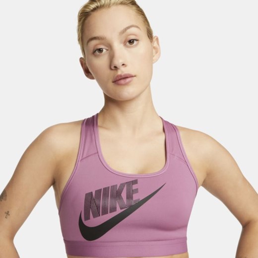 Damski stanik sportowy z miękkimi miseczkami Nike Dri-FIT - Fiolet poland
