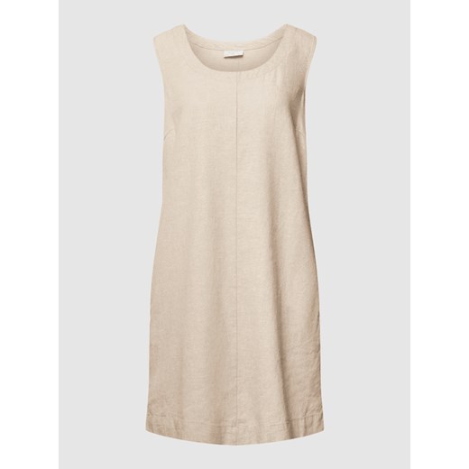 Sukienka lniana o długości do kolan z wpuszczanymi kieszeniami model ...