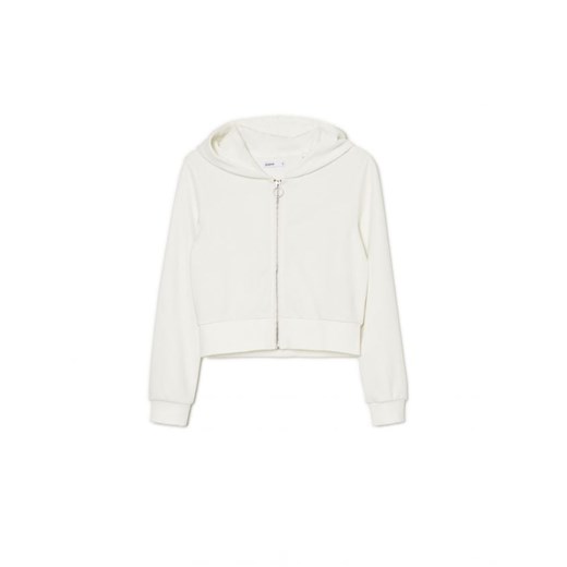 Cropp - Biała rozpinana bluza z kapturem Biały