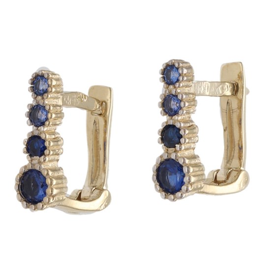 Złote kolczyki 585 Przecinki z niebieskimi cyrkoniami 1,97g Lovrin