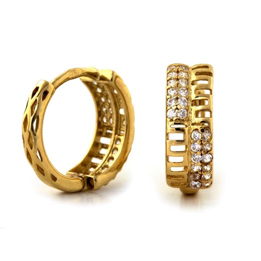 Złote kolczyki 585 koła z cyrkoniami 2,02g Lovrin