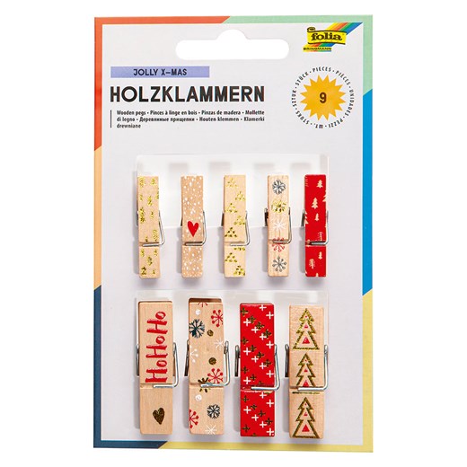 folia PAPER Drewniane klamerki (9 szt.) w kolorze jasnobrązowym i ...