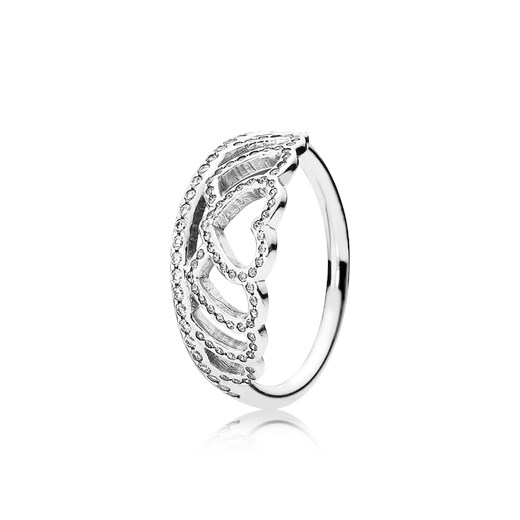 Pandora Pierścionek ze srebra, cyrkonia sześcienna bialy abstrakcyjne wzory