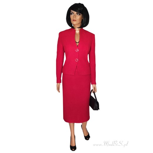 Czerwona garsonka damska Talita, jesienna kreacja z wełny parzonej ...