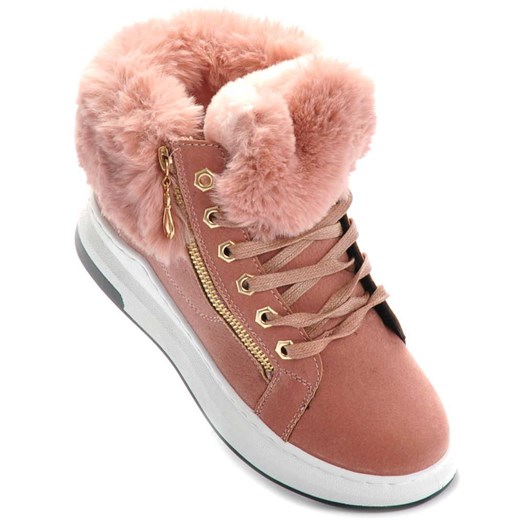 Ocieplane botki w sportowym stylu RÓŻOWE /C3-3 Ae1124 217/ Pantofelek24 ...